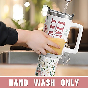 qoepfnsh Gifts for Mimi Grandmother Gift from Grandson Granddaughter on Birthday Mothers Day&Christmas 40 oz Tumblers with Handle and Straw Stainless Steel Insulated Travel Coffee Cup Mug