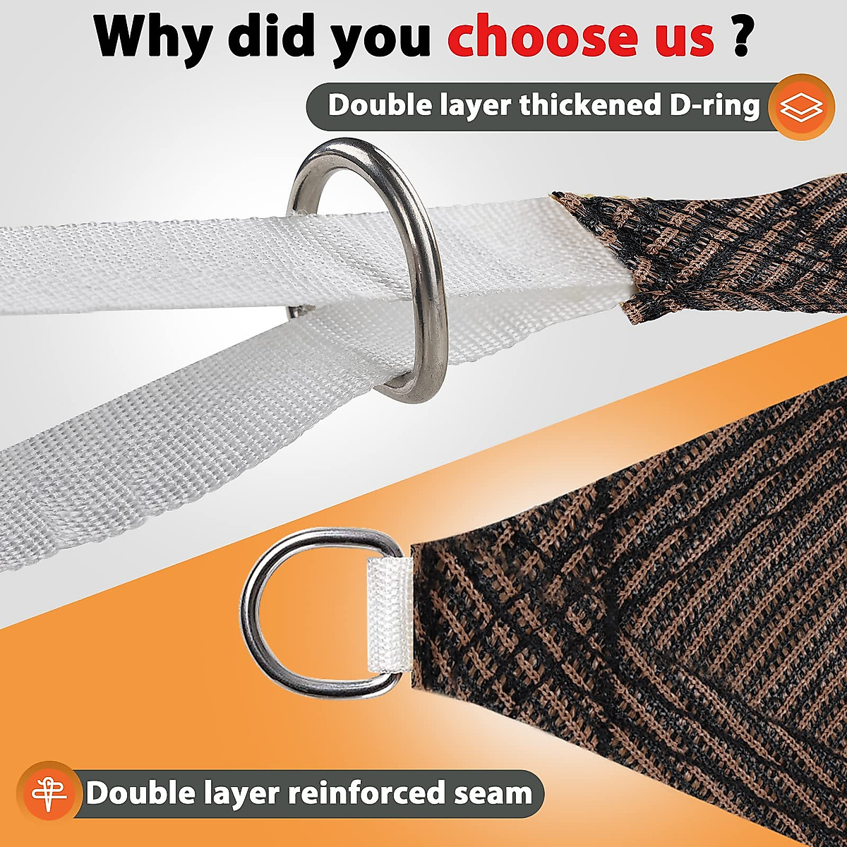 Patio Sun Shade Sail Canopy, 8' x 16' Edge Double-Layer Reinforcement Rectangle Shade Cloth Block Sunshade Fabric - Outdoor Cover Awning Shelter for Pergola Backyard Garden Yard (Brown Color)