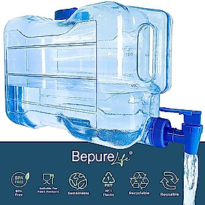 Water drink dispenser for fridge. 1.5 Gal. Pitcher Refrigerator. Reusable PETG plastic bottle with faucet, spigot. Pur water jug. Tank for drinks, cocktails, juice. Zero BPA.beach, camping. (1.5Gal)
