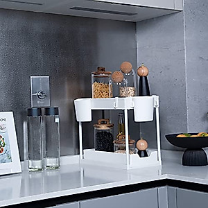 Under Sink Organizers and Storage,2 Pack Under Sink Organizer 2 Tier Under Cabinet Storage Bathroom Cabinet Organizer Bathroom Organizer Under Sink