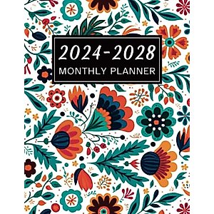 2024-2028 Monthly Planner: Five Year Appointment Notebook (January 2024 to December 2028) - Flower Cover