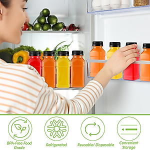 Mifoci 48 Pcs 6.7 oz Plastic Bottles with Caps Small Reusable Juice Containers with Lids Empty Clear Drink Containers for Fridge Mini Fridge Bottles for Water Milk Juicing Tea