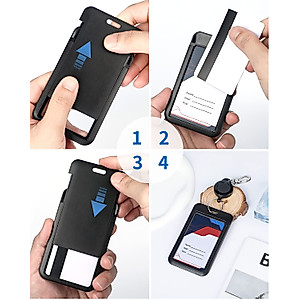 Uniclife Sliding ID Badge Holder Hard Black Vertical Plastic Card Case Protector Pouch with Clear Window for Office School ID Credit Cards Proximity Key Cards Driver’s Licenses and Passes, 3 Pack