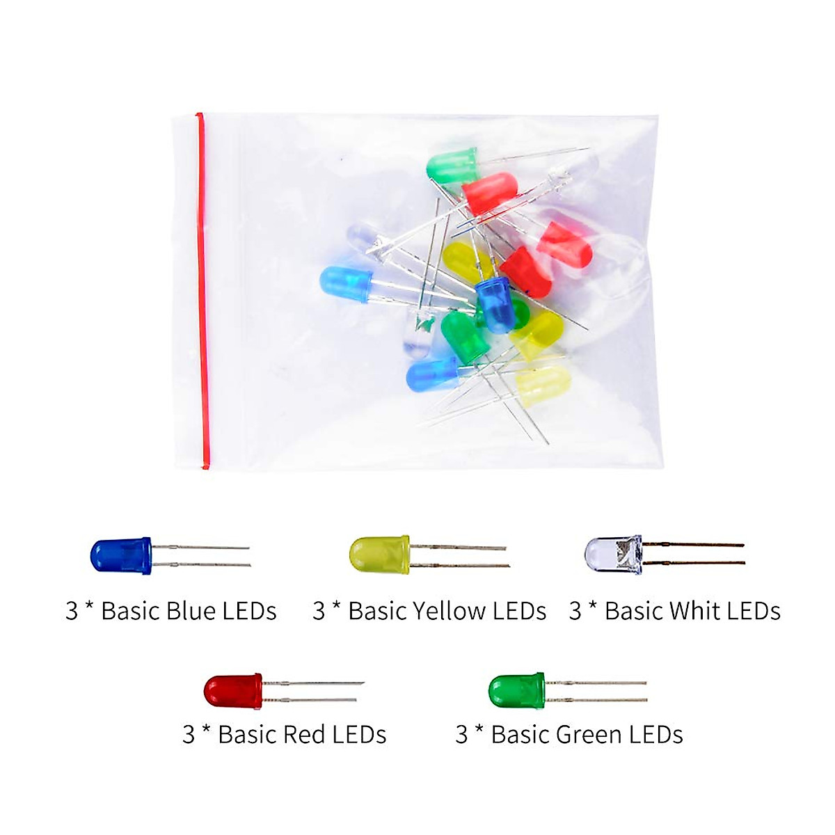 GeeekPi Electronic Fun Kit,with 3PCS Half Sized Breadboard Cable Resistor LED Potentiometer for Electronic Learning Kit, Compatible with Arduino IDE, UNO R3, MEGA2560, Raspberry Pi Range(Black)