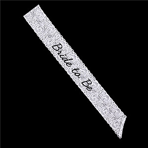 DECORA Bride to Be Bachelorette Veil Lace Sash with Ribbon Edge and Comb for Bachelorette Party Bridal Shower