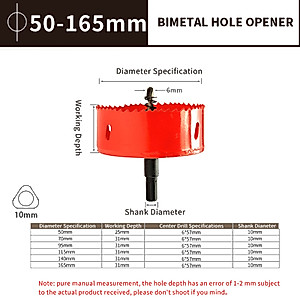 Esuphands HSS Bi-Metal 6-1/2 inch Hole Saw with Arbor Mandrel,Heavy Duty Steel Design for Wood Planks, Cornhole Boards,Aluminum, Drywall and Plastics. (165mm)