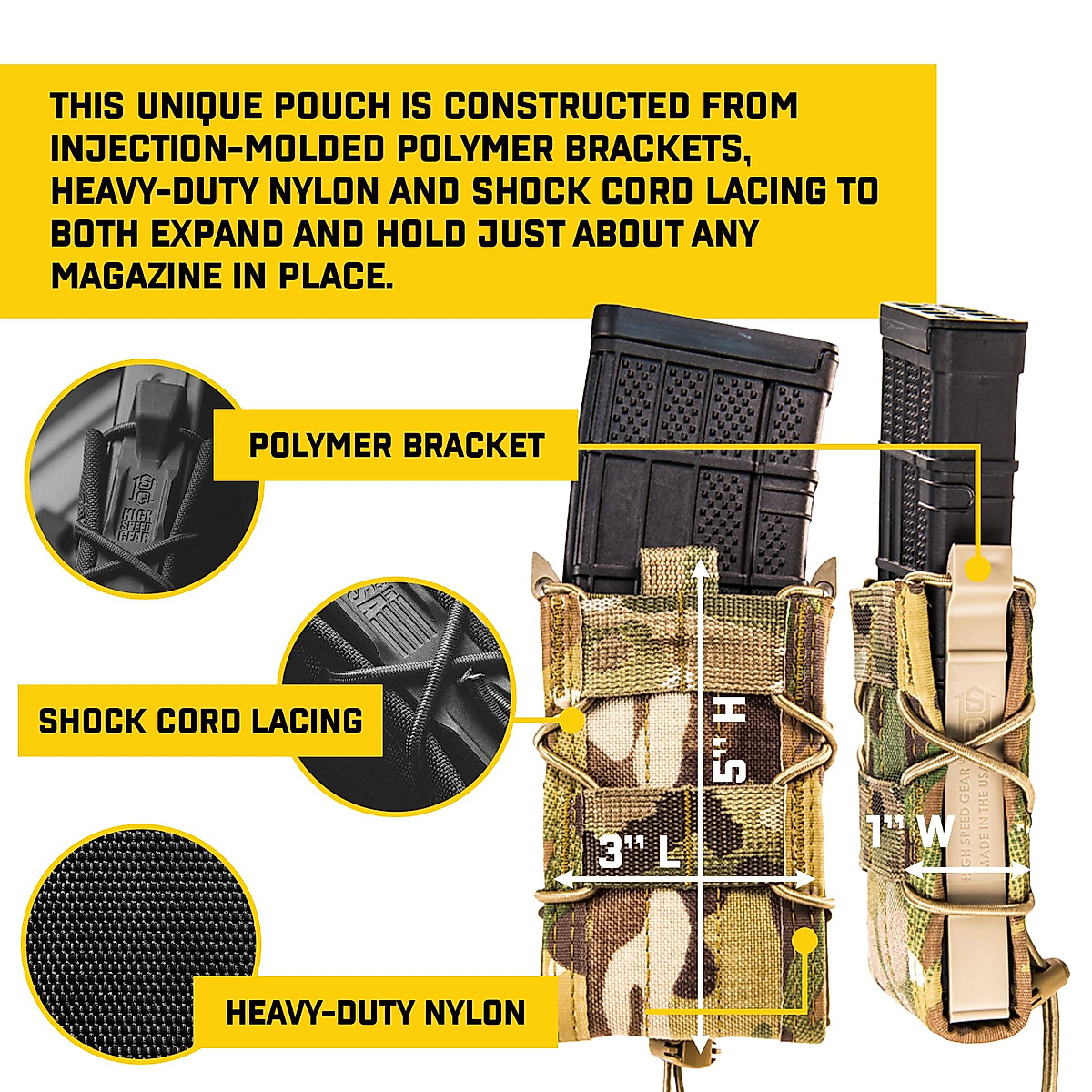 High Speed Gear® - Original Taco® MOLLE Mag Pouch, Police Gear & Military Gear, Tactical Magazine Pouch for Professionals (Multicam)