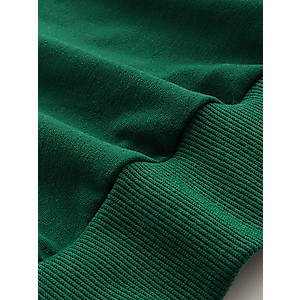 Verdusa Women's Long Sleeve Drop Shoulder Drawstring Crop Hoodie Sweatshirt Dark Green L