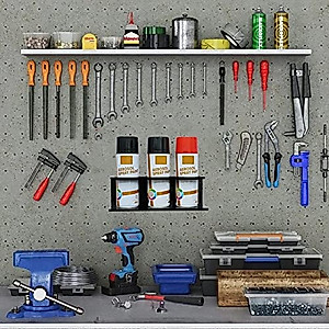 BiJun Spray Can Holder, Spray Bottle Holder Storage Rack All-Purpose Acrylic Hanger Wall Mount Bracket for Garage and Home Craft Workspace Paint Bottle Organizer, Black (6 Hole)