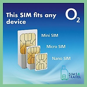 Sims4Travel Prepaid O2 SIM Card Pre-Loaded with 25GB of 4G/5G Data for use in 47 Countries Worldwide (Valid for 30 Days). No Commitments, No Checks, No Tie-ins and No Personal ID. Easy to Renew