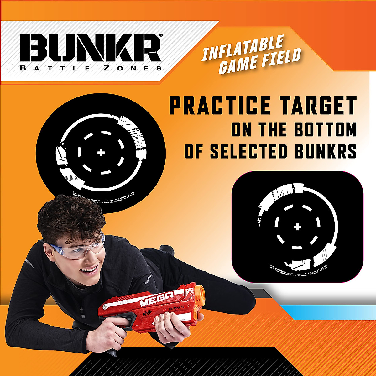 BUNKR BattleZones Battle Royale Inflatable Bunker Fort - 4 Piece Barricade Shield Set Crates and Barrels - Perfect for NERF Party