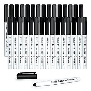 Permanent Marker,Shuttle Art 30 Pack Ultra Fine Point Black Permanent Marker set, Works on Plastic,Wood,Stone,Metal and Glass for Doodling, Marking