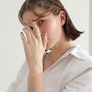 JOERICA 4 Pcs 925 Sterling Silver Rings for Women Hypoallergenic Open Thin Band Rings Adjustable Minimalist Plain Twist Stackable Rings Set