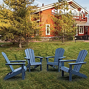 SDKOA Adirondack Chairs Plastic Weather Resistant, Outdoor Chairs Like Real Wood, Adirondack Chair Set of 2Widely Used in Outdoor, Patio, Fire Pit, Deck, Outside, Garden, Campfire Chairs-Navy Blue