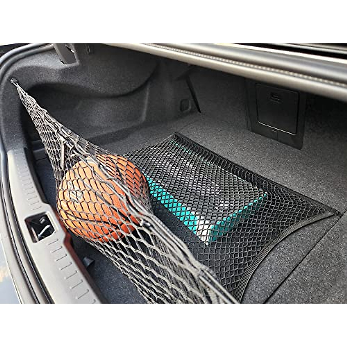 Envelope + Floor Style Automotive Elastic Trunk Cargo Net for Volvo S60 B5-2019-2023 - Premium Trunk Organizer and Storage - Luggage Net for Sedan - Car Organizer for Volvo S60 T8