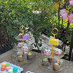 Cupcake Stand, 3-Tier Dessert Plates Mini Cakes Fruit Candy Display Tower Lollipop Stand Cookie Cupcake Tower Dessert Stand Lollipop Stand Cake Stand Tray Rack Candy Buffet Holder (Clear - 2 Pack)