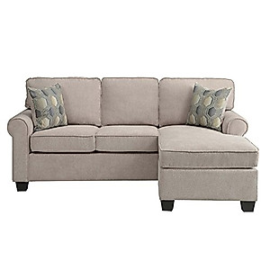 Homelegance Clumber 82" Reversible Sectional with Accent Pillows, Beige