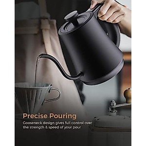 Electric Gooseneck Kettle with Variable Temperature Control,Tea Kettle & Pour Over Coffee Kettle,100% Stainless Steel Inner Lid & Bottom,Quick Heating, Auto Shutoff Anti-dry Protection,1000W-1 L