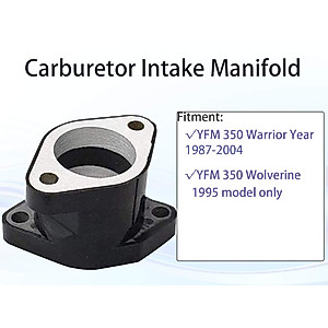 YFM350 Carburetor for Yamaha 1987-1990 & 1992-1995 Moto-4 350 YFM350/1987-2004 Warrior 350 YFM350/1987-1998 Big Bear 350 YFM350/1996-1998 Kodiak 400 YFM400/1995 Wolverine 350 YFM35F +Intake Manifold
