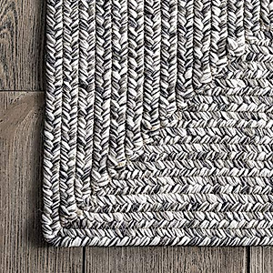nuLOOM Wynn Braided Indoor/Outdoor Area Rug, 5' x 8', Light Grey/Salt and Pepper