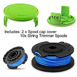 29252 Weed Eater Spool for Greenworks Weed Eater String Replacement Spool, 0.065"-16ft Trimmer Line Replacement Spool for Greenworks Weed Wacker String Trimmer 24V 40V (10 Spool+2 Cap)