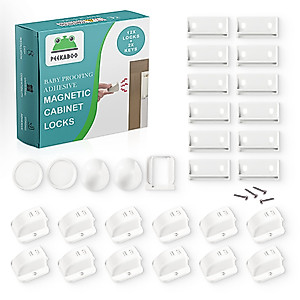 PEEKABOO Baby Proofing Magnetic Cabinet Locks For Babies - Child Locks For Cabinets - (12 Locks 2 Key Set)