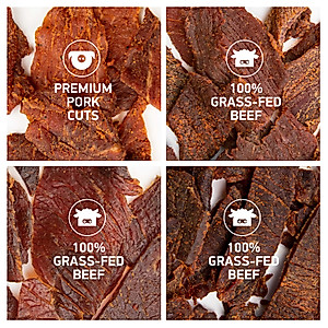 KRAVE All Natural Beef Jerky and Pork Jerky Variety Flavors - Protein Packed Snacks Roasted for Maximum Flavor - Gluten Free - 2.7 Ounce (Pack of 4)