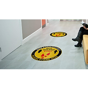 Design Skinz Social Distancing Floor Decal V1 - Pressure Sensitive Removable Anti-Slip Safety Stand Stickers 6 Feet Sign Marker for Carpet or Hard Floors -10” (Single Piece)
