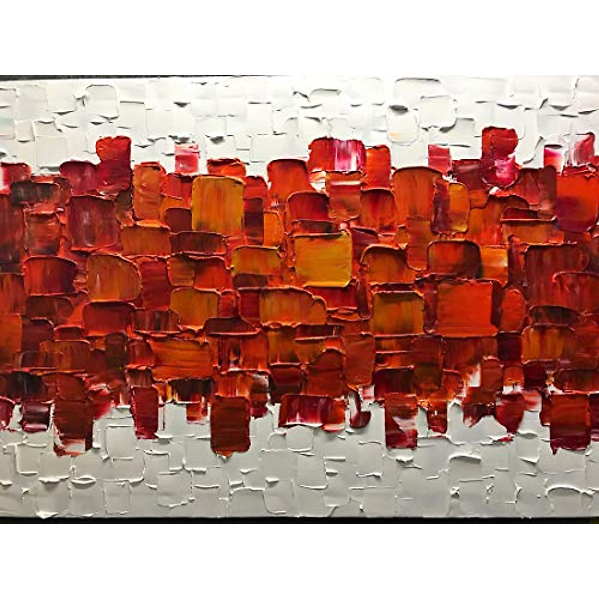 AMEI Art Paintings,24X48 Inch 3D Hand-Painted On Canvas Modern Framed Red Art Textured Abstract Oil Paintings Contemporary Artwork Art Wood Inside Framed Ready to Hang for Living Room Office