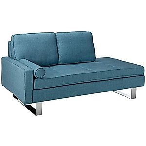 Christopher Knight Home Phelps Modern Fabric Chaise Loveseat, Blue, Silver
