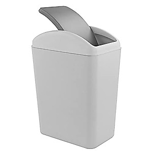 Afromy 4.2 Gallon Swing Lid Trash Can, Plastic Waste Bin Garbage with Lid, Grey