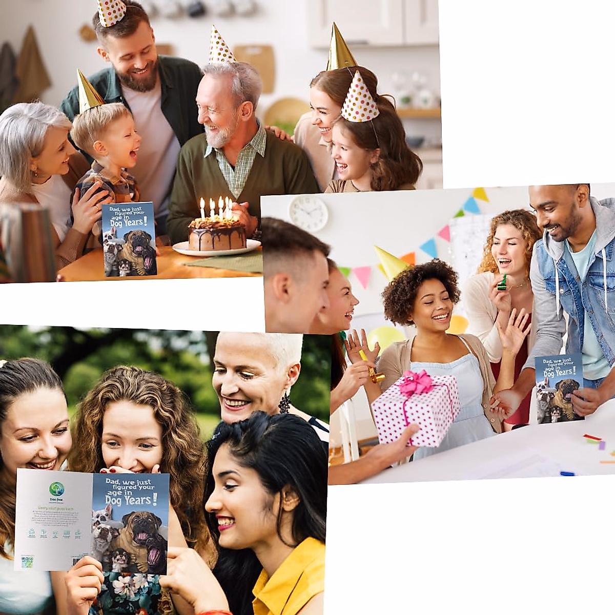 Tree-Free Greetings - Humorous Birthday Cards for Dad - Artful Designs - 1 Card + Matching Envelopes - Made in USA - 100% Recycled Paper - 5"x7" - Dog Years (GO61443)