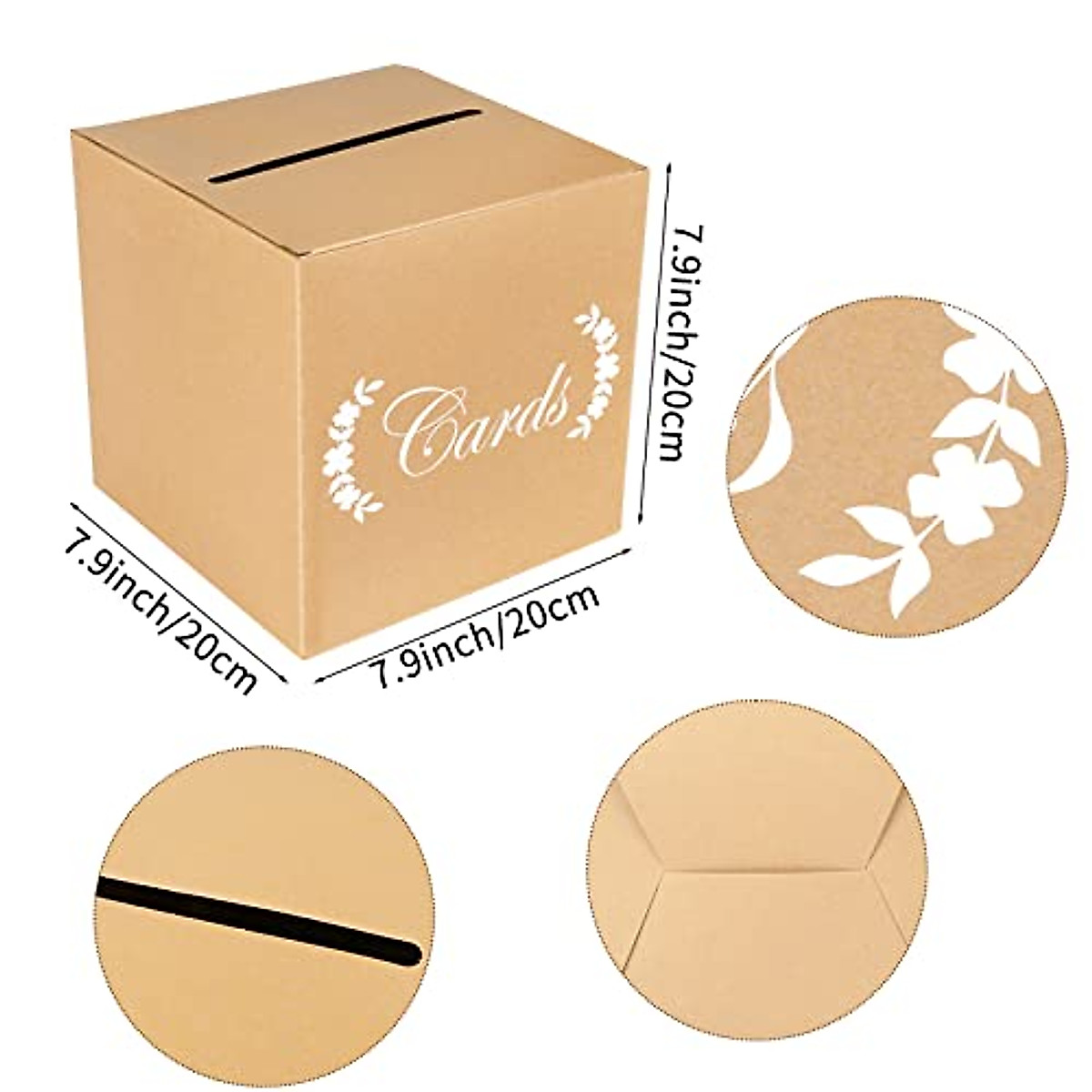 Fowecelt Kraft Card Box Wedding Favors Post Box Cardboard Card Receiving Money Box for Wedding Reception Anniversary Birthday Graduation Table Centerpiece Decorations