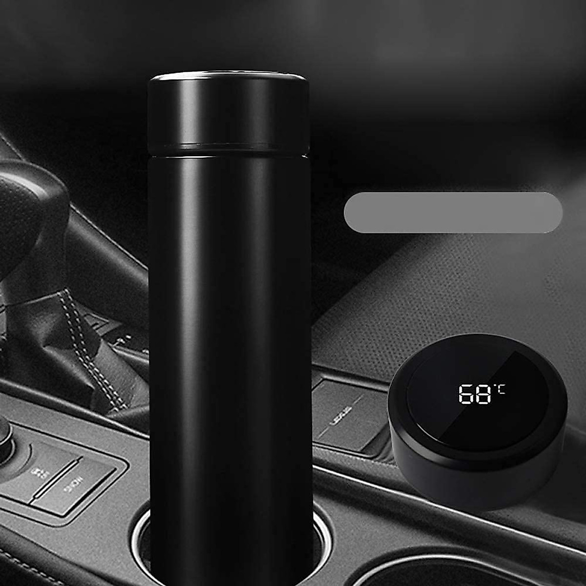 Water Bottle, Tea Infuser Thermoses, Travel Mug with Smart LCD Touch Screen, Keep Hot Or Cold, Car Portable Coffee Vacuum Cup, Anti-collision, Leak-proof, 18oz, Black, RXZER23