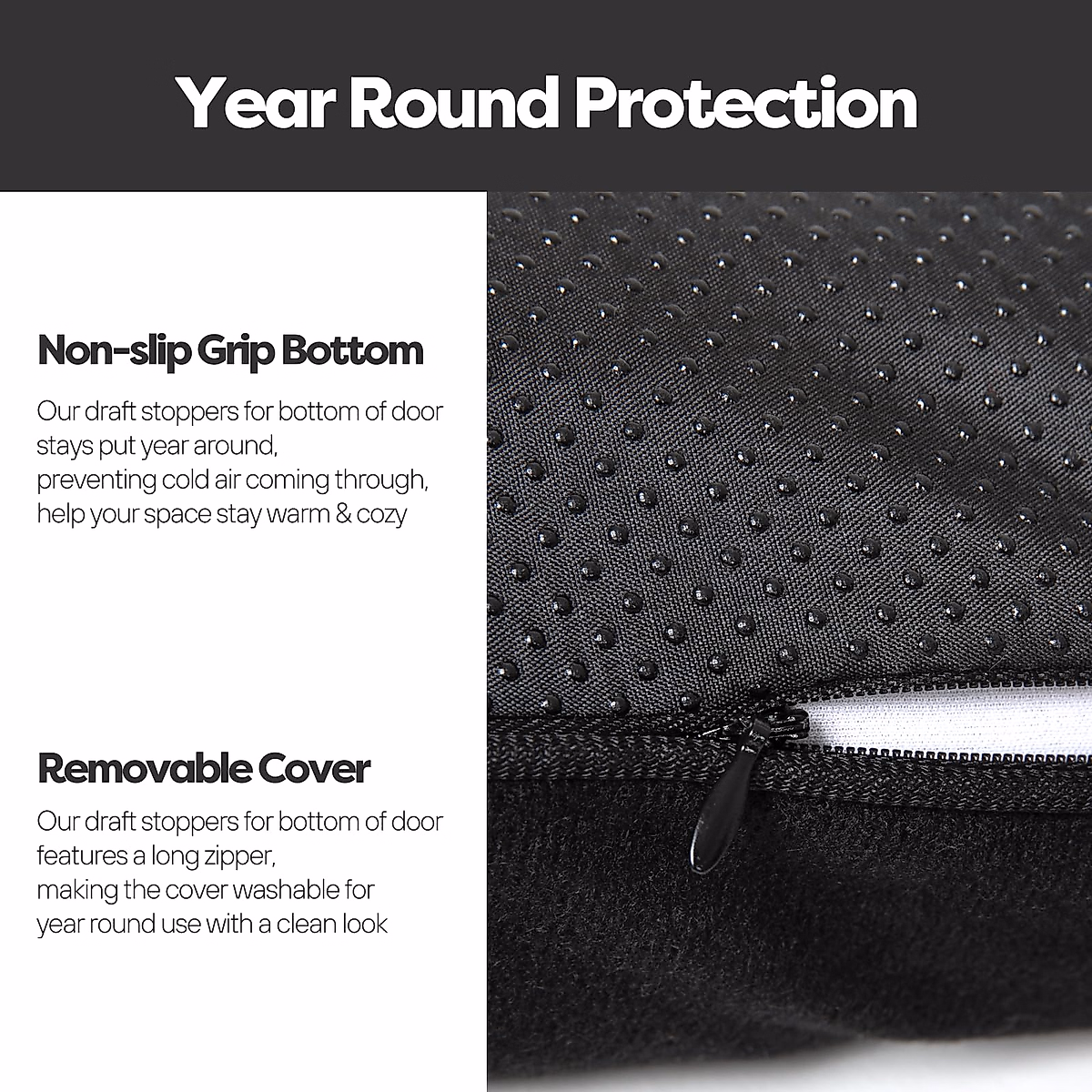 Weighted Door Draft Stopper for Front Door, Easy to Use Heavy 38 inch Door Bottom Winter Cold Air Draft Blocker, for Exterior, Apartment, Back Door, Fits Door Gap Up to 3”, 2.2lb