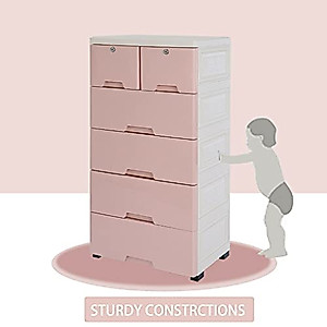 Nightstand Bedside Table Drawer Cabinet 6 Drawer Dresser Shelf Cabinet Storage Closet Organizer Home Bedroom Modern and Elegant Look Storage Tower Dresser