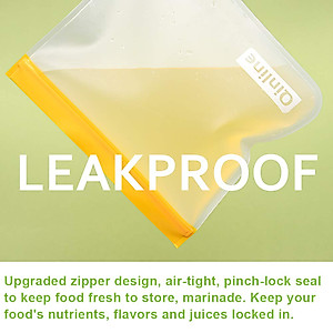 Qinline Reusable Food Storage Bags - 10 Pack Freezer Bags, BPA Free Reusable Bags Silicone, Extra Thick Leakproof Reusable Lunch Bag for Salad Fruit Snack Travel - 2 Gallon 4 Sandwich 4 Snack Bags