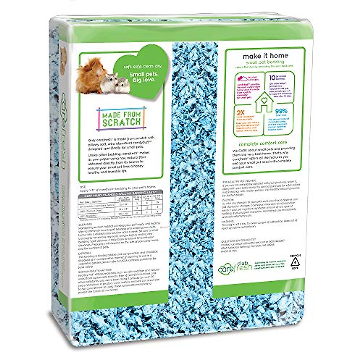 Carefresh 99% Dust-Free Blue Natural Paper Small Pet Bedding with Odor Control, 50 L