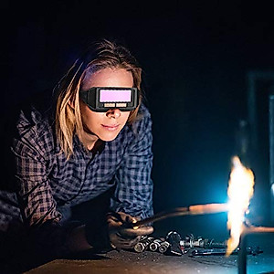 Solar Auto Darkening Welding Goggles, Welder Glasses, Safety Protective Welder Mask Helmet with Adjustable Shade, Eyes Goggles Mask Anti-Flog Anti-glare Goggles-Black