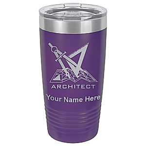 LaserGram 20oz Vacuum Insulated Tumbler Mug, Architect Symbol, Personalized Engraving Included (Dark Purple)