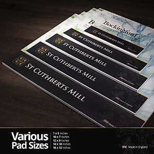 St. Cuthberts Mill Bockingford Watercolor Paper Pad - 10x7-inch White Water Color Paper for Artists - 12 Sheets of 140lb Cold Press Watercolor Paper for Gouache Ink Acrylic Charcoal and More