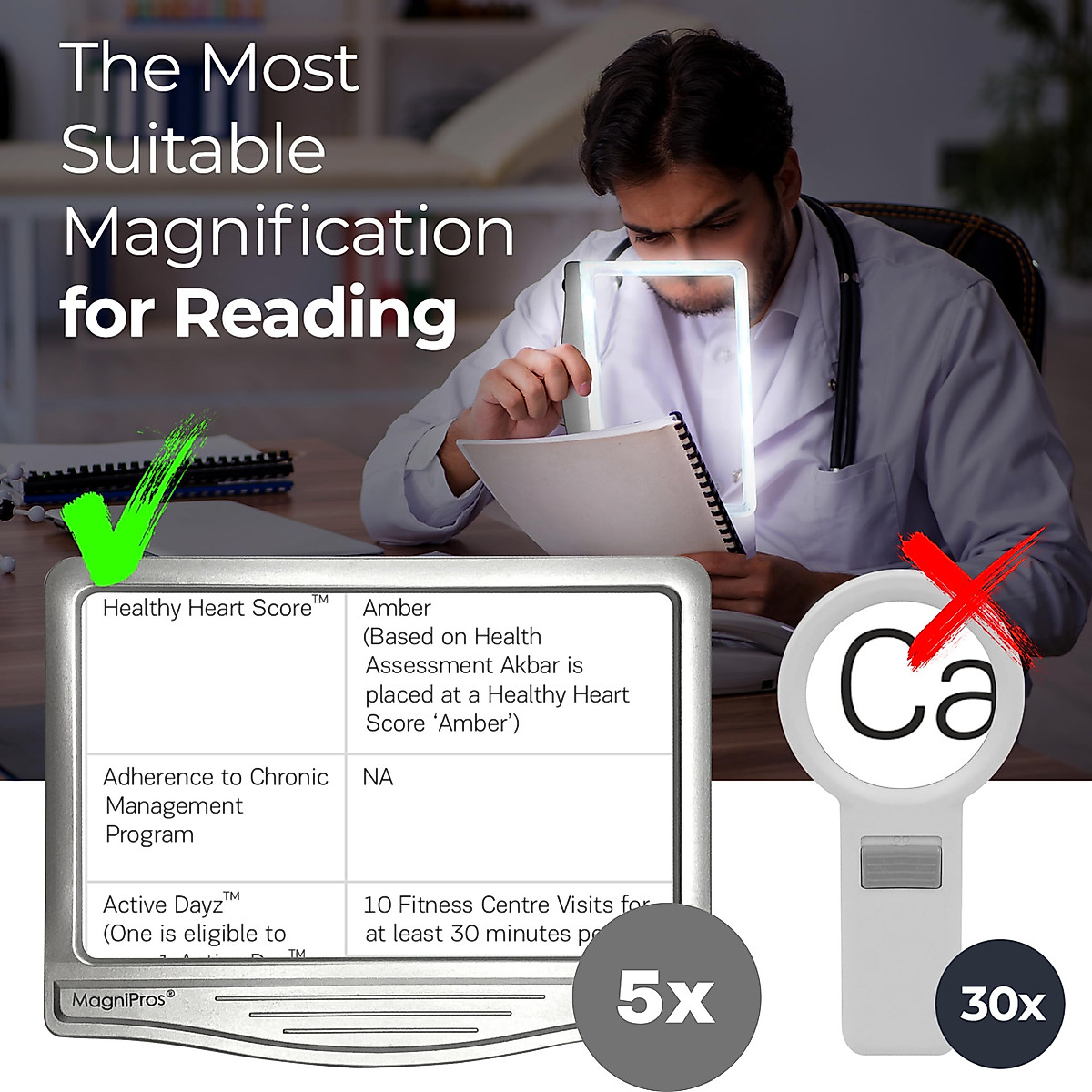 MagniPros 3X Large Ultra Bright LED Page Magnifier with Anti-Glare Dimmable LEDs(Evenly Lit Viewing Area & Relieve Eye Strain)-Ideal for Reading Small Prints & Low Vision