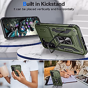 GOLDJU for Samsung Galaxy S23 Case, [4 in 1] Galaxy S23 Case with [2P Tempered Glass Screen Protector] & [Metal Ring Kickstand] Rugged Full-Body Protection Case for Samsung S23 6.1'' (Green)