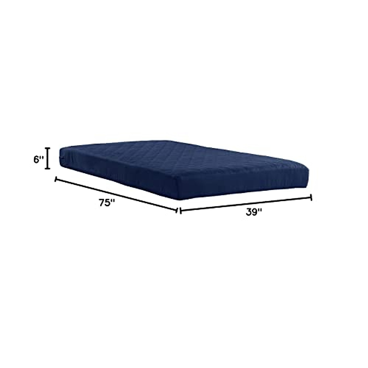 DHP Dana 6 Inch Quilted Twin Mattress with Removable Cover and Thermobonded Polyester Fill, Blue