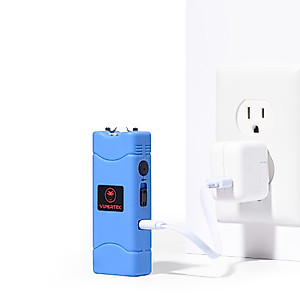 VIPERTEK VTS-881 Micro Stun Gun for Self Defense Rechargeable with LED Flashlight, Blue