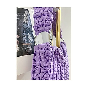 WYKDD Crochet Women Shoulder Bag Handmade Knitting Hobos Tote Wide Strap Handbags and Purses Woven Clutch (Color : Black, Size : 1)