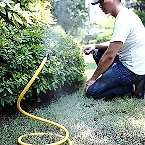 FUNJEE Flex Cobra Portable Mist Stand, Mist Sprinklers for Outdoor Cooling, Patio Misting System, Garden Cooling system, 6.2 FT (1, Yellow)