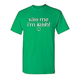 Kiss Me I'm Irish St Patrick's Day Novelty Funny T Shirt M Irish
