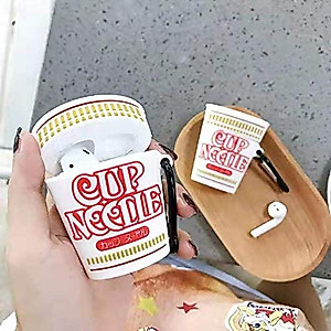 XYFS Compatible with Airpods 1/2 Case Cover, 3D Cute Cartoon Funny Fun, Silicone Air pods Stylish Chic Character Skin Keychain Kits,Stylish Girl Child Teen boy Airpods case (Cup-Noodles)