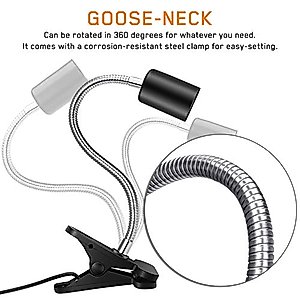 Fischuel Reptile Heat Lamp with Clamp,Dimmable Switch(Bulb Included) & UV Teating Card, Quick Test UVB Sensor, Over 500 Times Reusable (2 Packs)